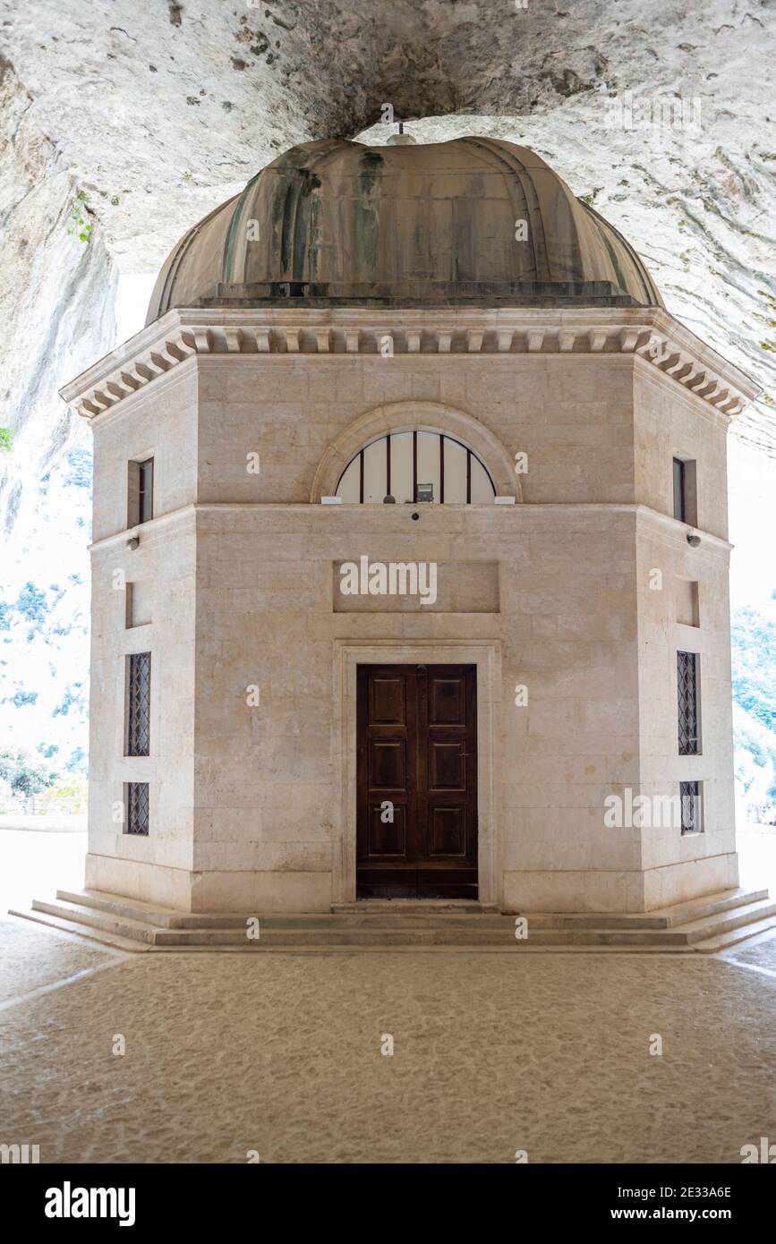 Valadier Temple in Genga, Marche, Italy. The temple was built inside a ...