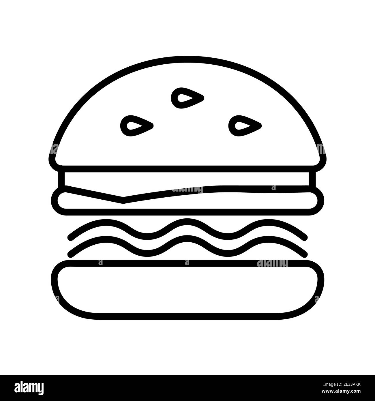 Hamburger flat icon. Pictogram for web. Line stroke. Isolated on white ...