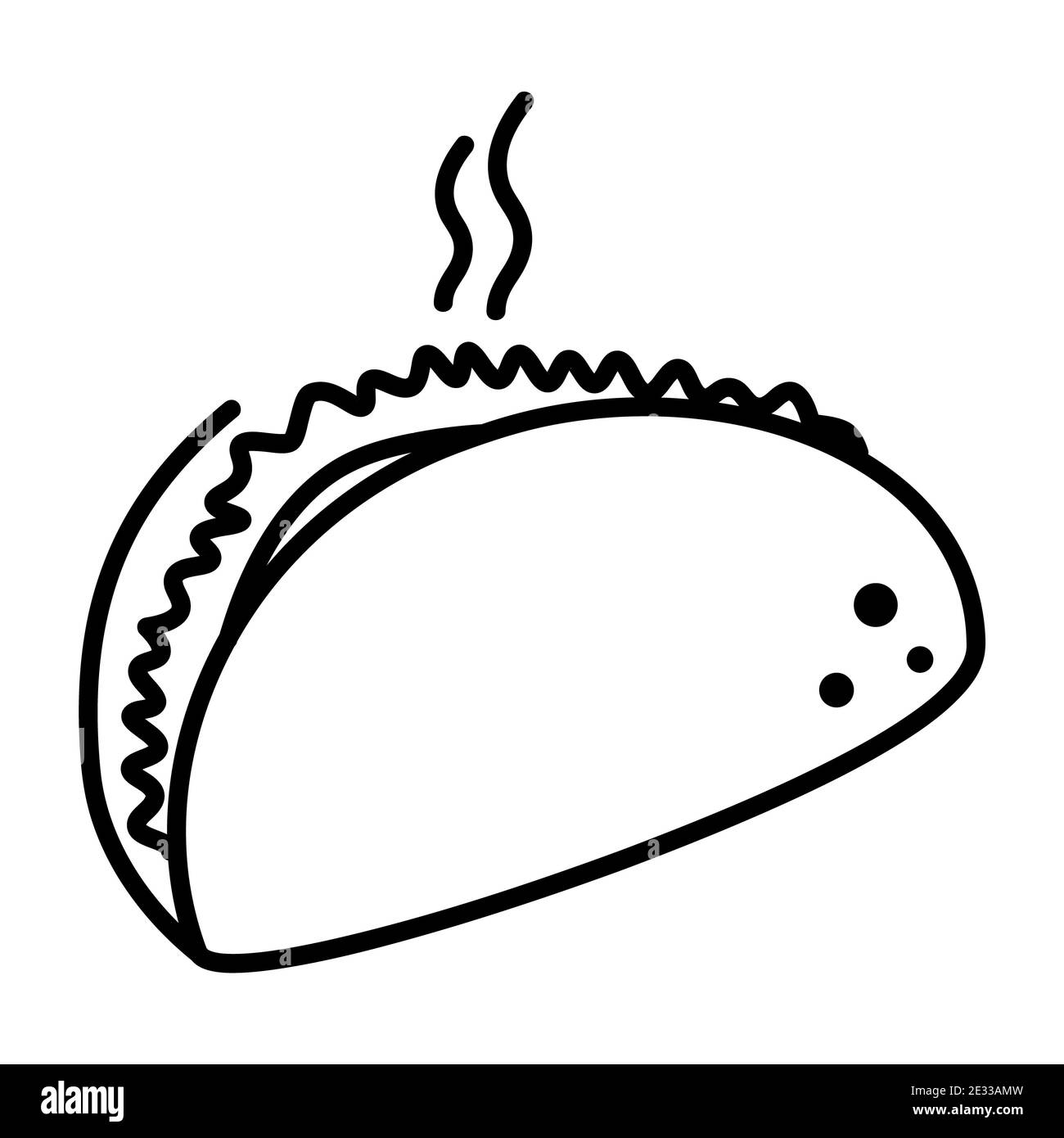Taco flat icon. Pictogram for web. Line stroke. Isolated on white ...