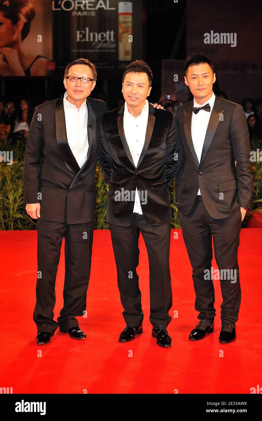 (L-R) Director Andrew Lau, Donnie Yen and Shawn Yue arriving for the ...
