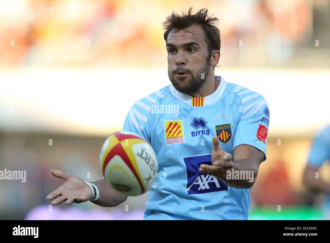 Perpignan's David Marty during the Top 14 game, Perpignan vs Biarritz ...