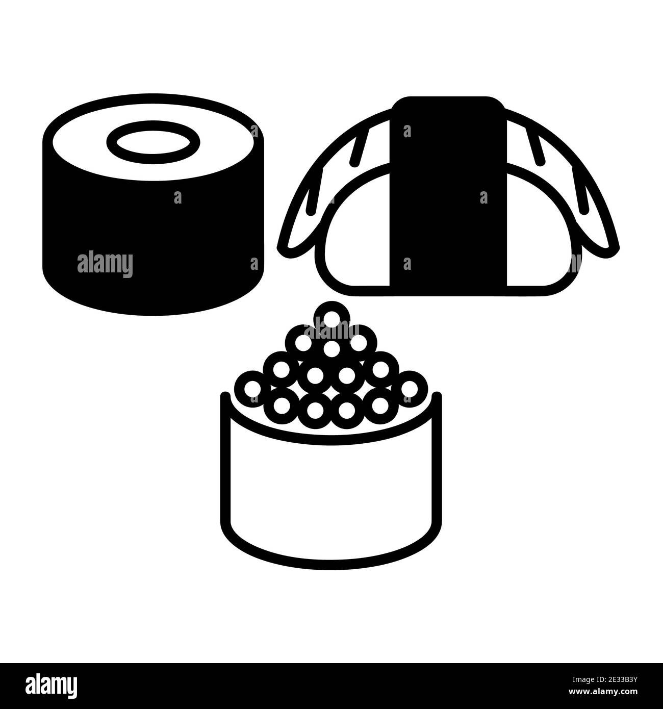 Suchi roll flat icon. Pictogram for web. Line stroke. Isolated on white ...