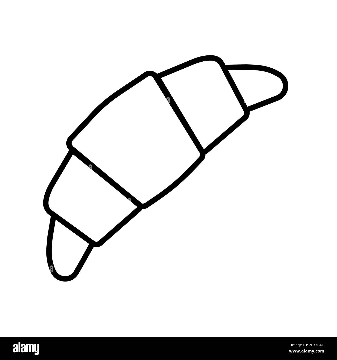 Croissant flat icon. Pictogram for web. Line stroke. Isolated on white ...