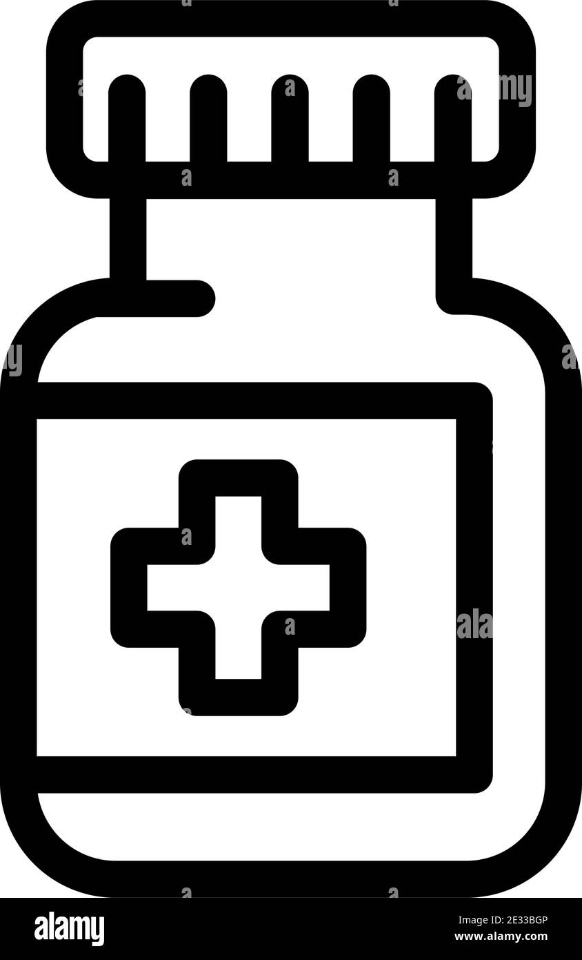 Medical capsule jar icon. Outline medical capsule jar vector icon for ...