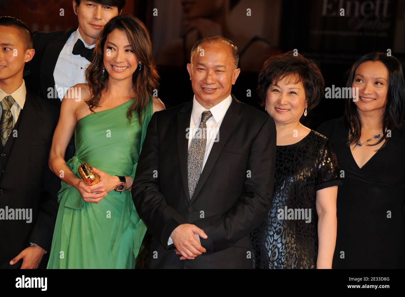 (L-R) Michelle Yeoh, John Woo and wife Annie Woo arriving for the ...
