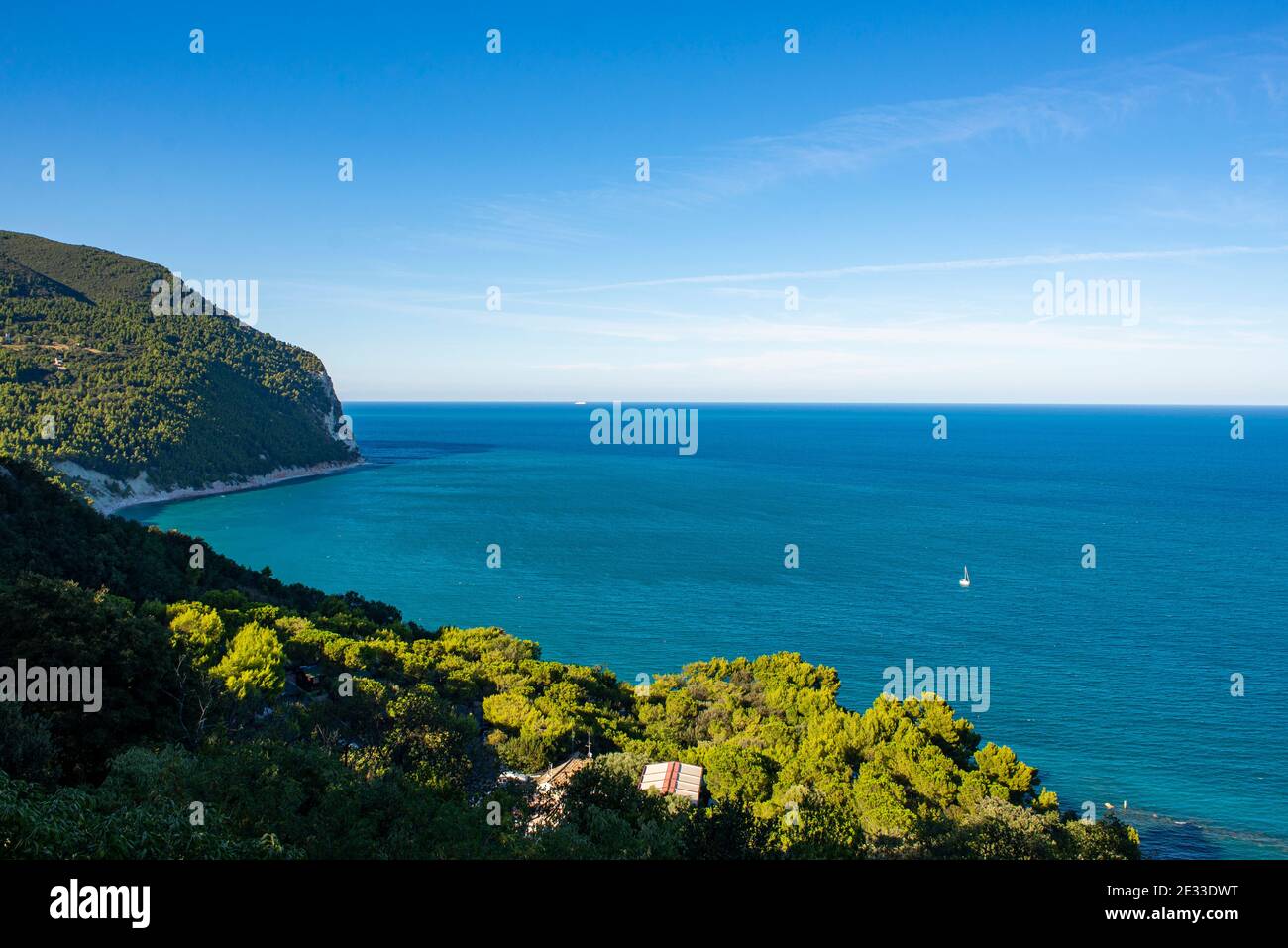 Riviera del Conero landscape seen from the town of Sirolo, Ancona ...