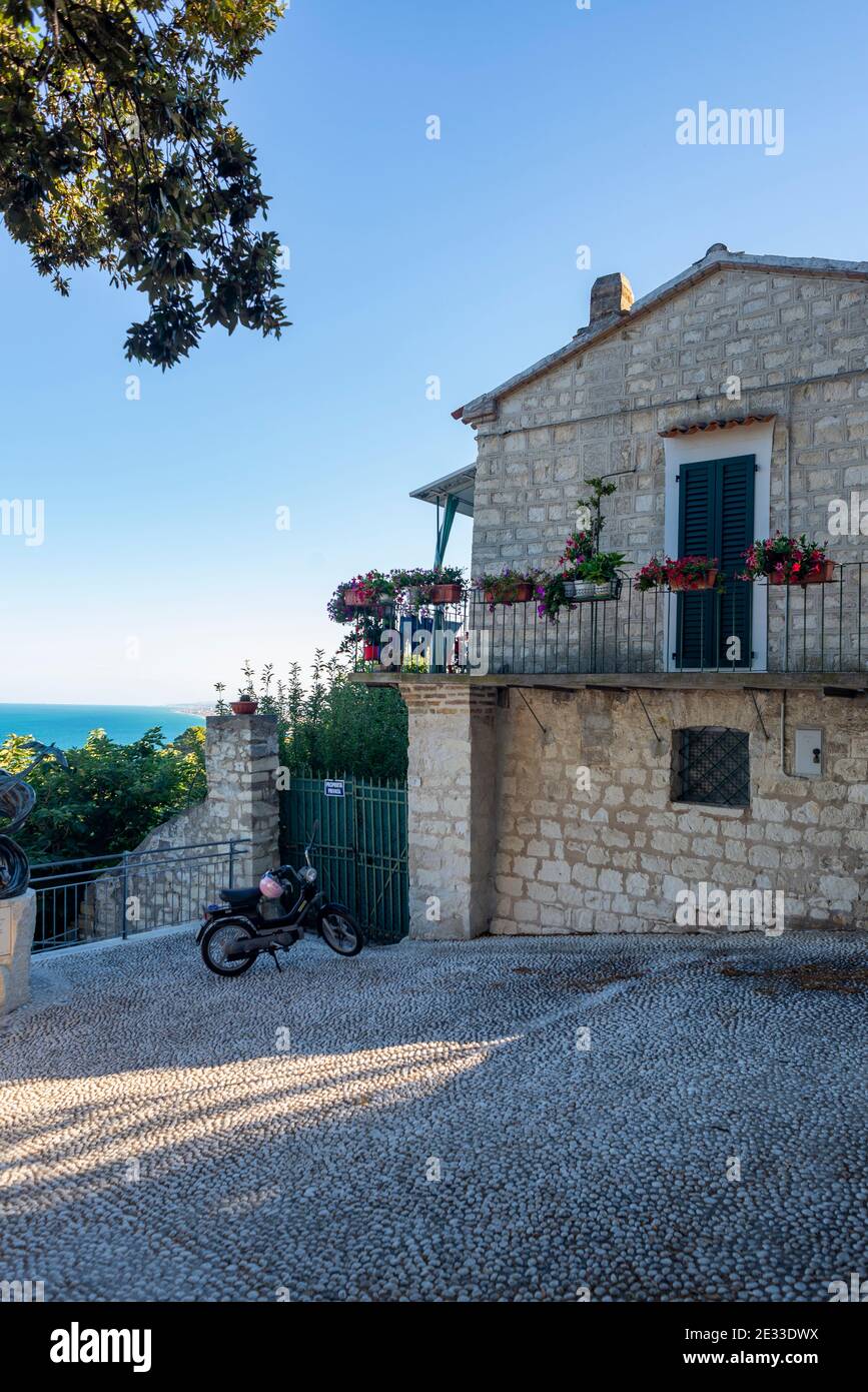 Typical Italian house in Sirolo, Marche, Italy, Riviera del Conero ...