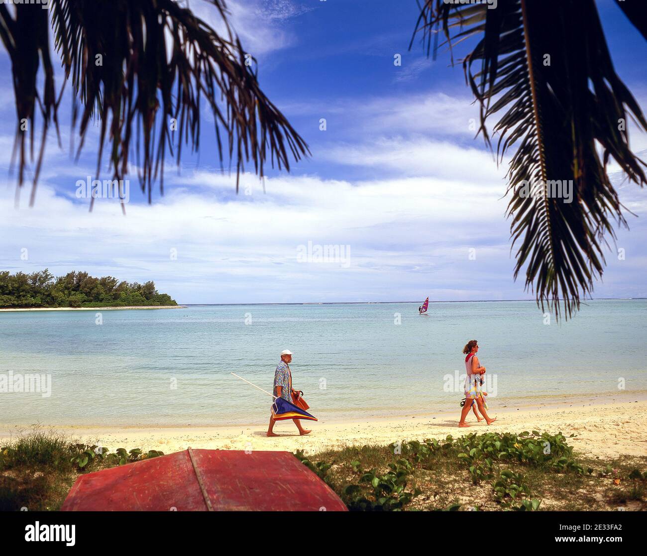 Tropical beach, Muri Beach Lagoon, Rarotonga, Cook Islands Stock Photo ...