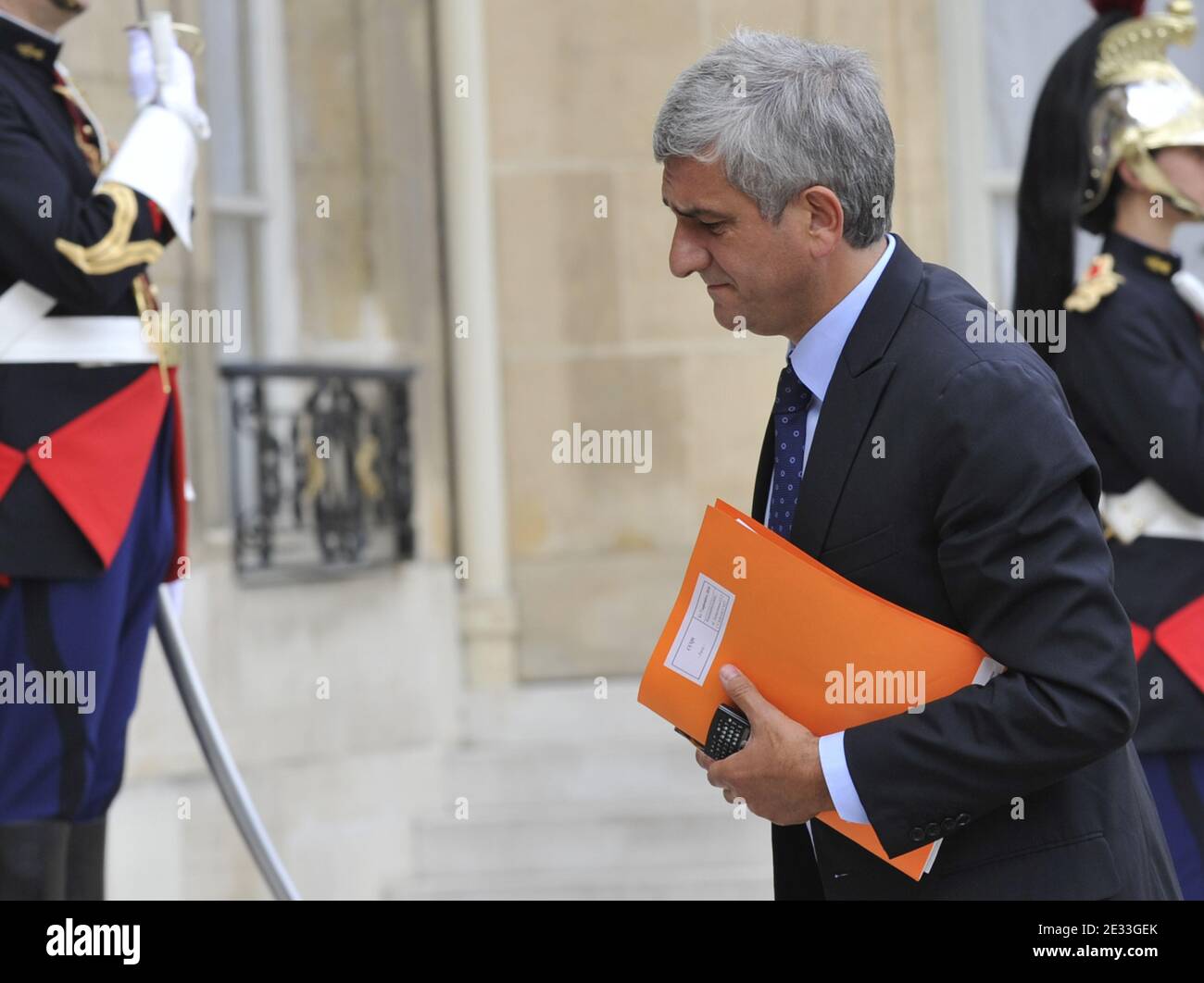 French Defense minister Herve Morin arrives to a working meeting with ...