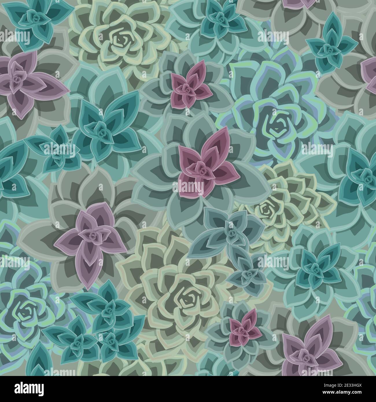 Seamless background with succulents. Vector floral illustration Stock ...