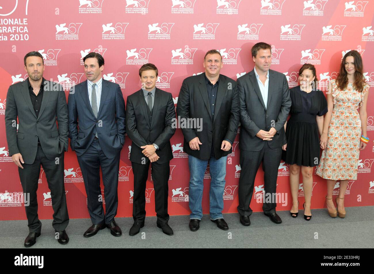 (L-R) Director Ben Affleck, Jon Hamm, Jeremy Renner, Graham King, Basil ...