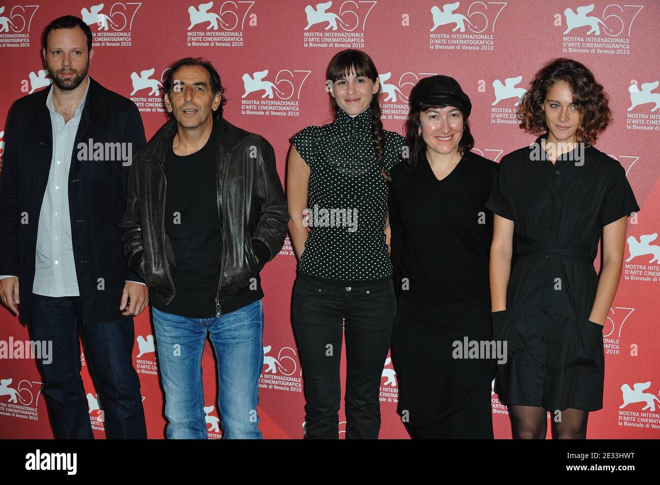 (L-R) Yorgos Lanthimos, Vangelis Mourikis, Evangelia Randou, Director Athina Rachel Tsangari and ...