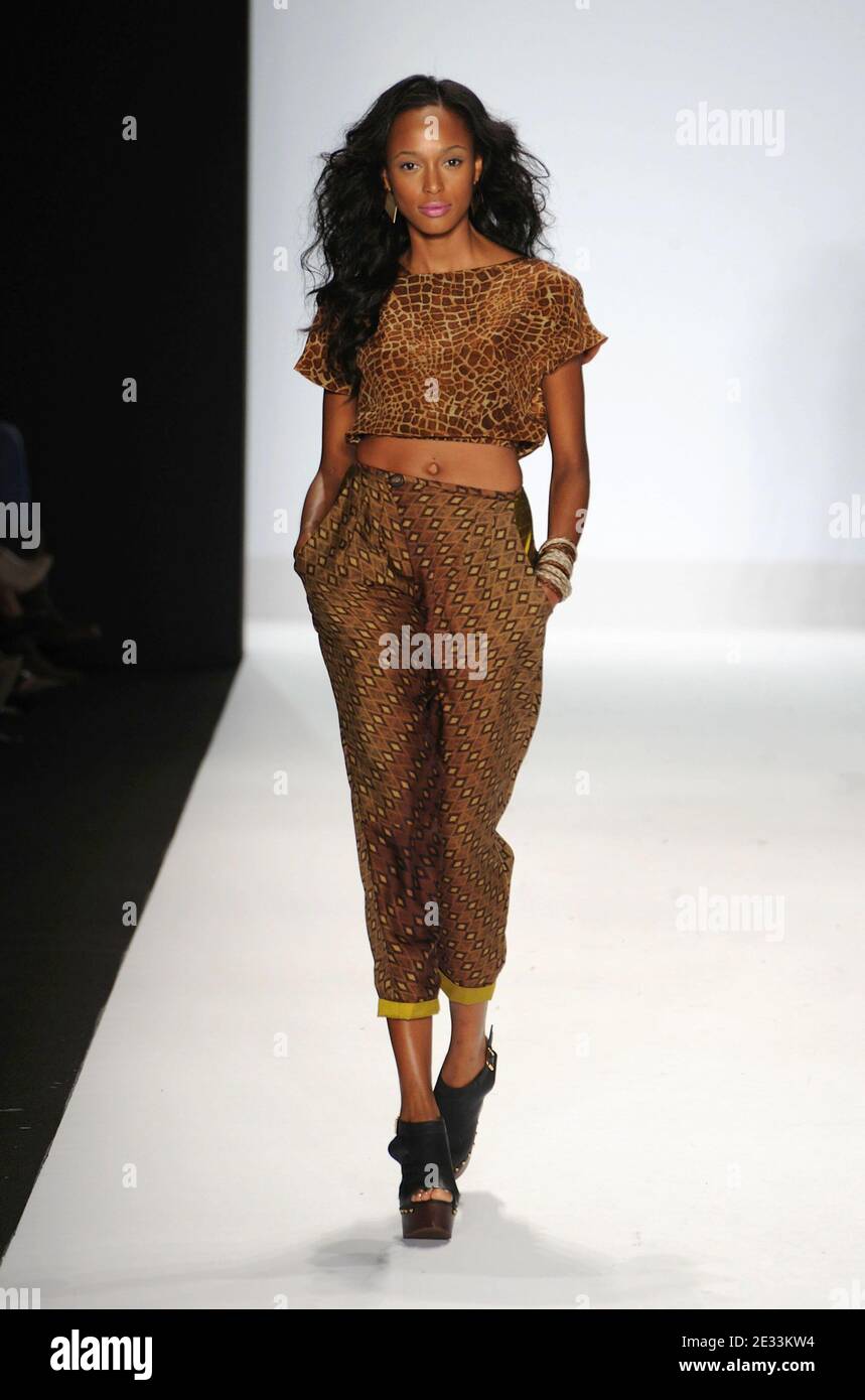 A model displays a creation by Gretchen Jones during the Project Runway ...