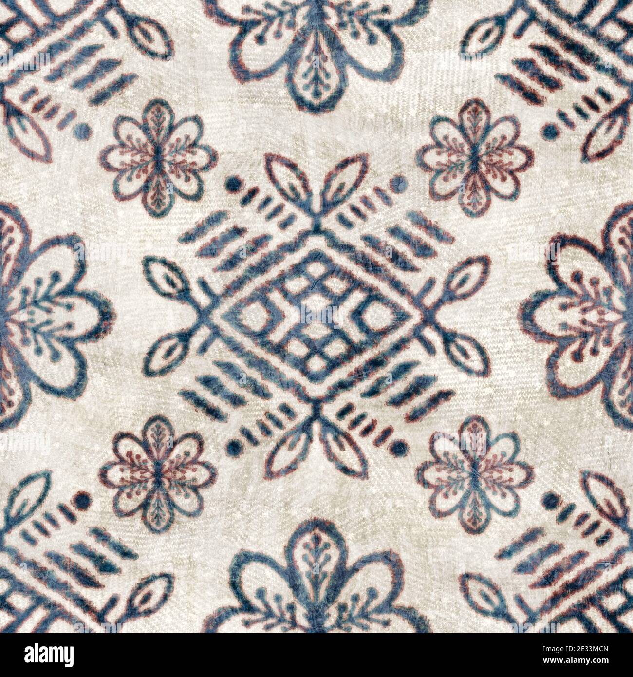 Seamless grungy tribal ethnic rug motif pattern Stock Photo - Alamy