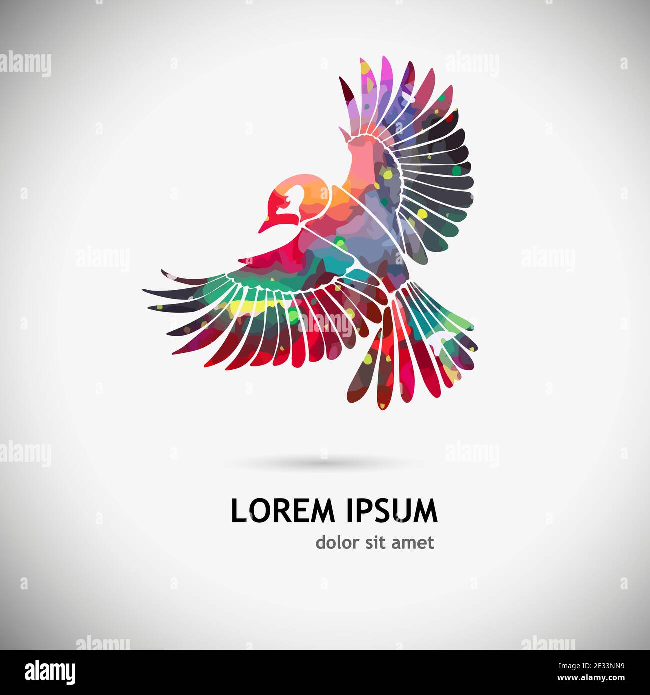 A multi-colored flying decorative bird. Vector illustration Stock ...