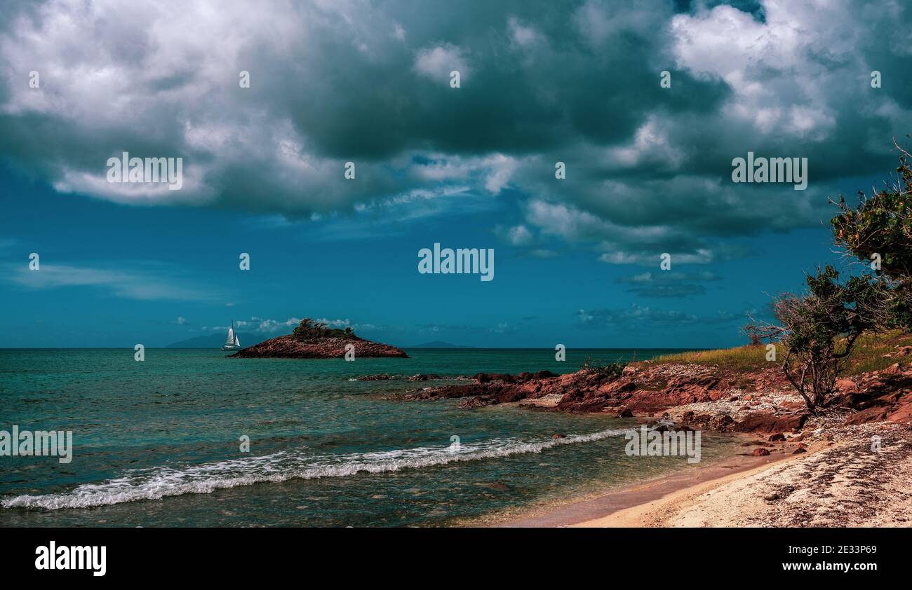 The Caribbean Sea on Antigua and Barbuda Beach Stock Photo - Alamy