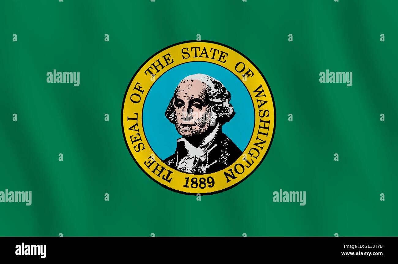 Washington US state flag with waving effect, official proportion Stock ...