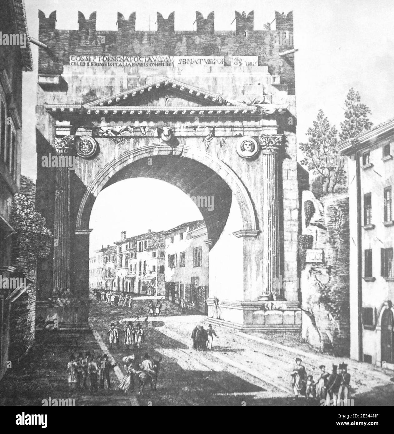 Luigi Rossini, L'Arco d'Augusto, 1836 (Ravenna, Biblioteca Classense ...