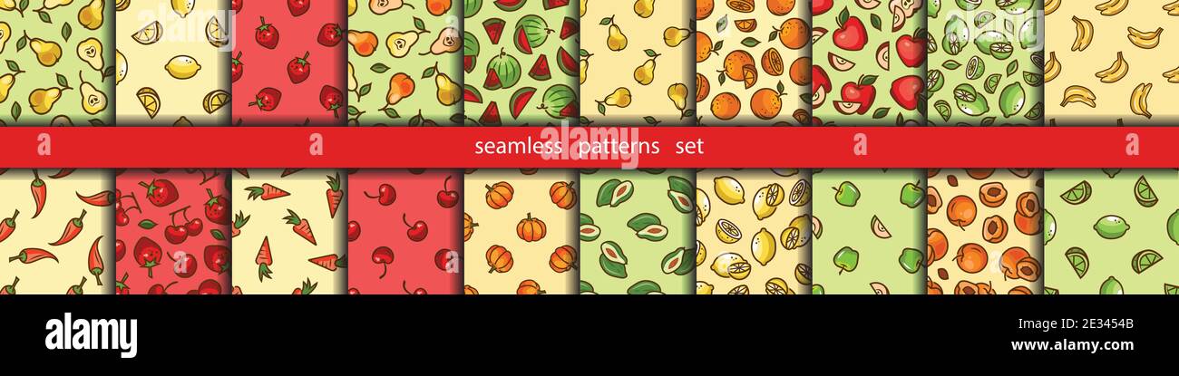 Set of colored vector seamless patterns in a simple style. Colored ...
