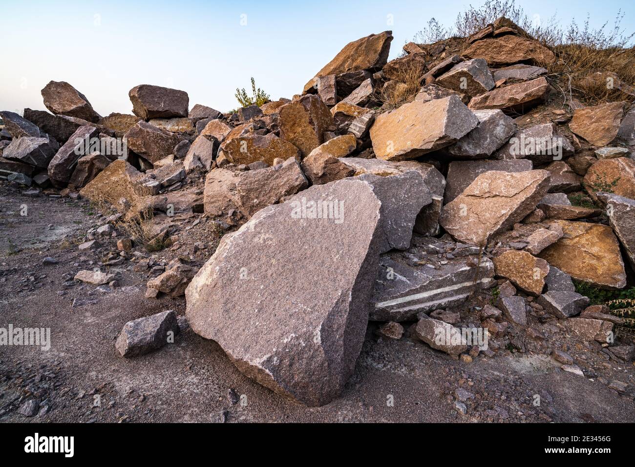 Large deposits of stone materials near a mining quarry Stock Photo - Alamy
