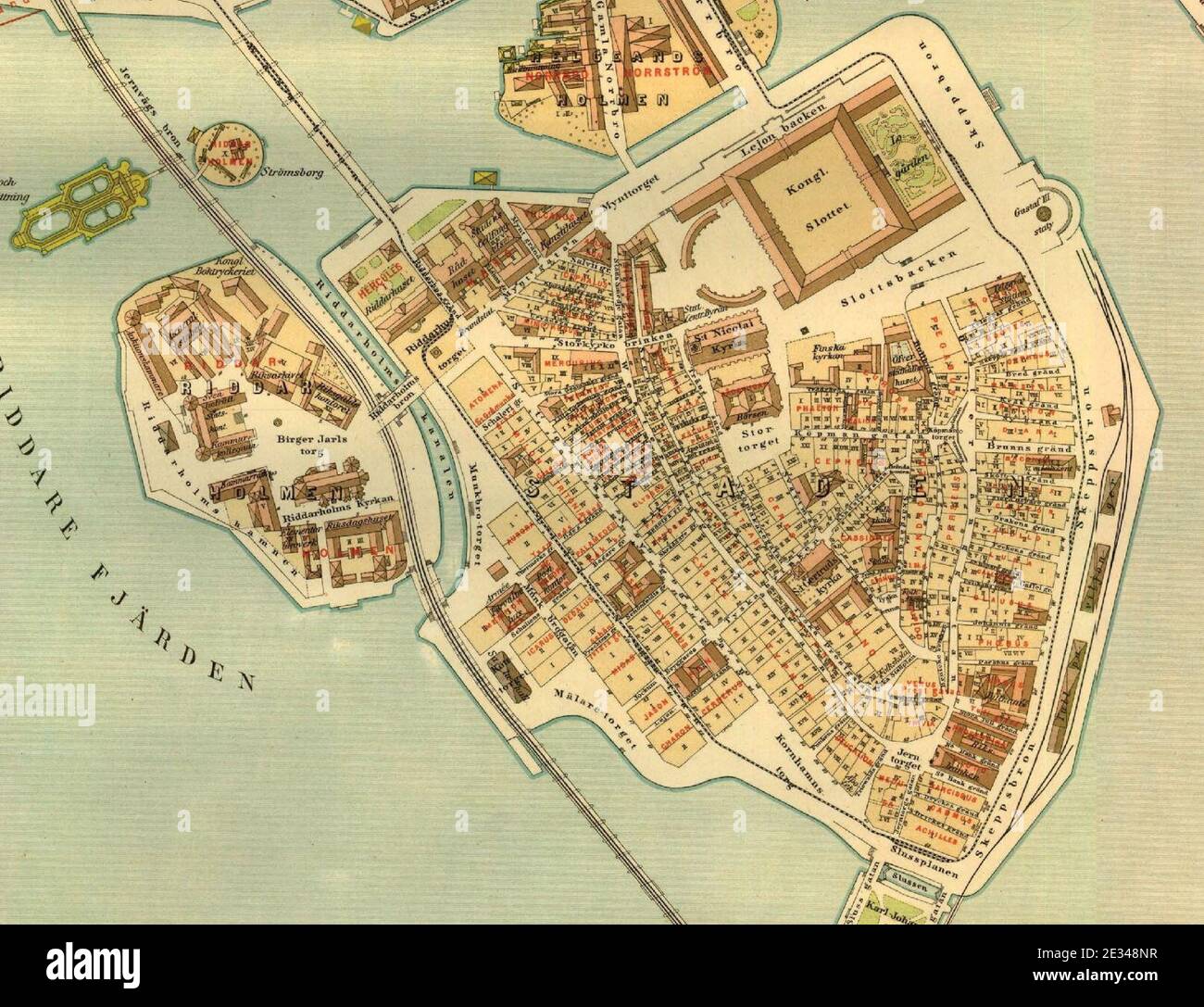 Lundgrens karta över Gamla Stan 1885 Stock Photo - Alamy