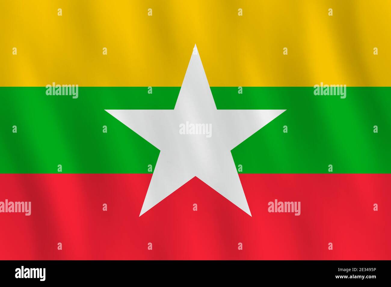 Myanmar flag with waving effect, official proportion Stock Vector Image ...