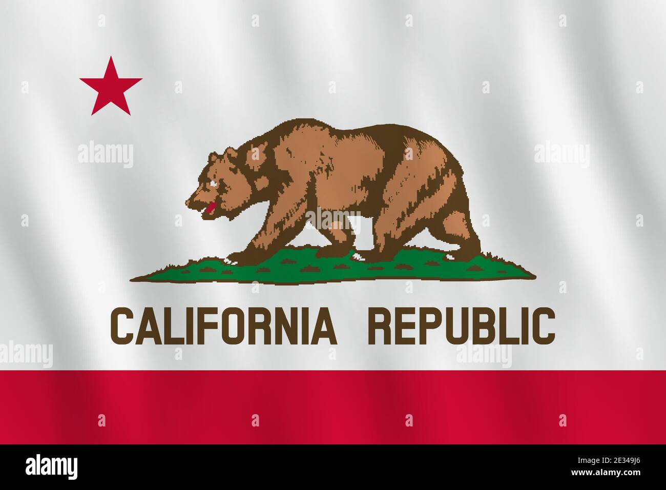 California US state flag with waving effect, official proportion Stock ...