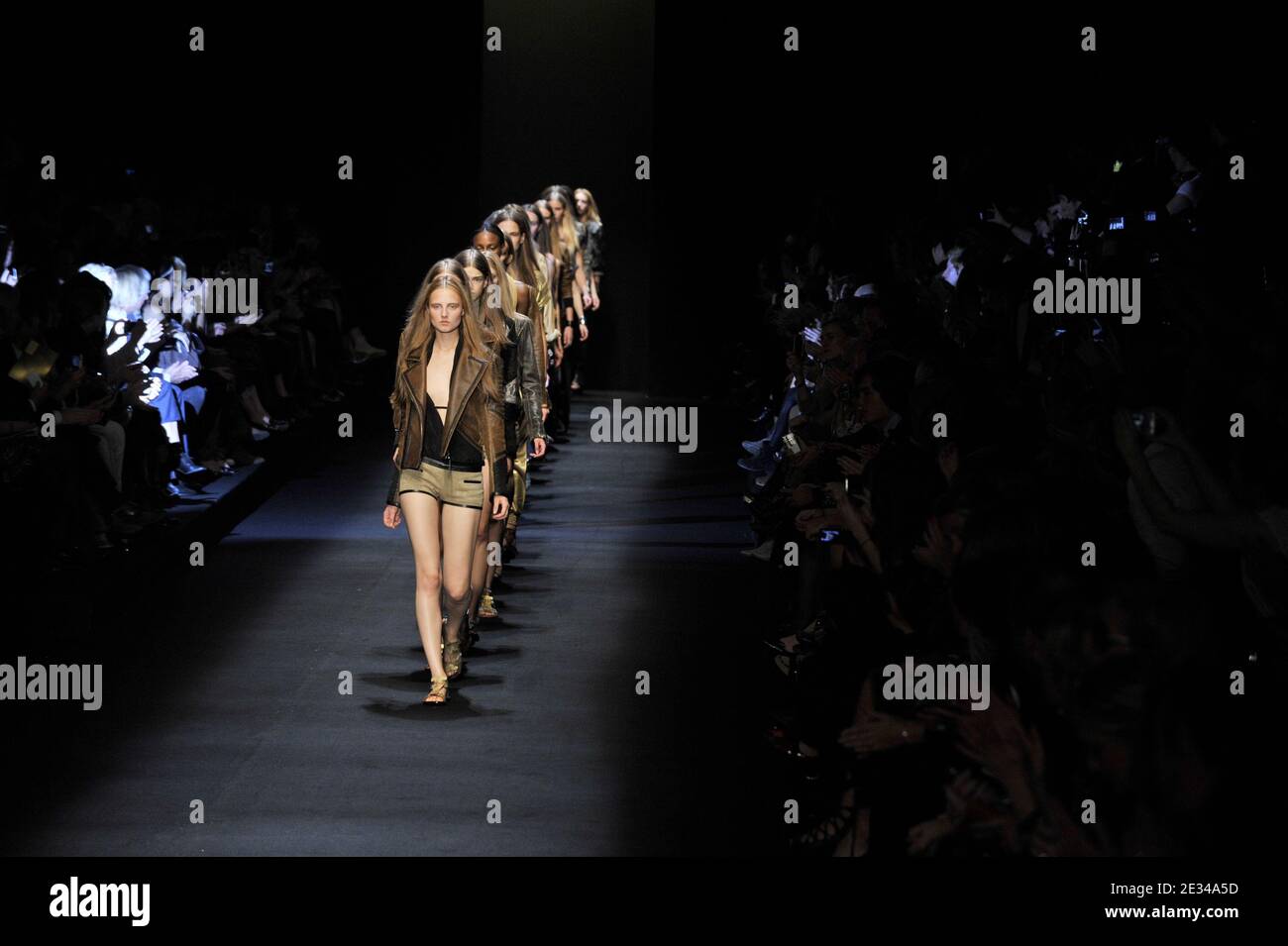 Models display a creation by designer Barbara Bui for her spring-summer ...