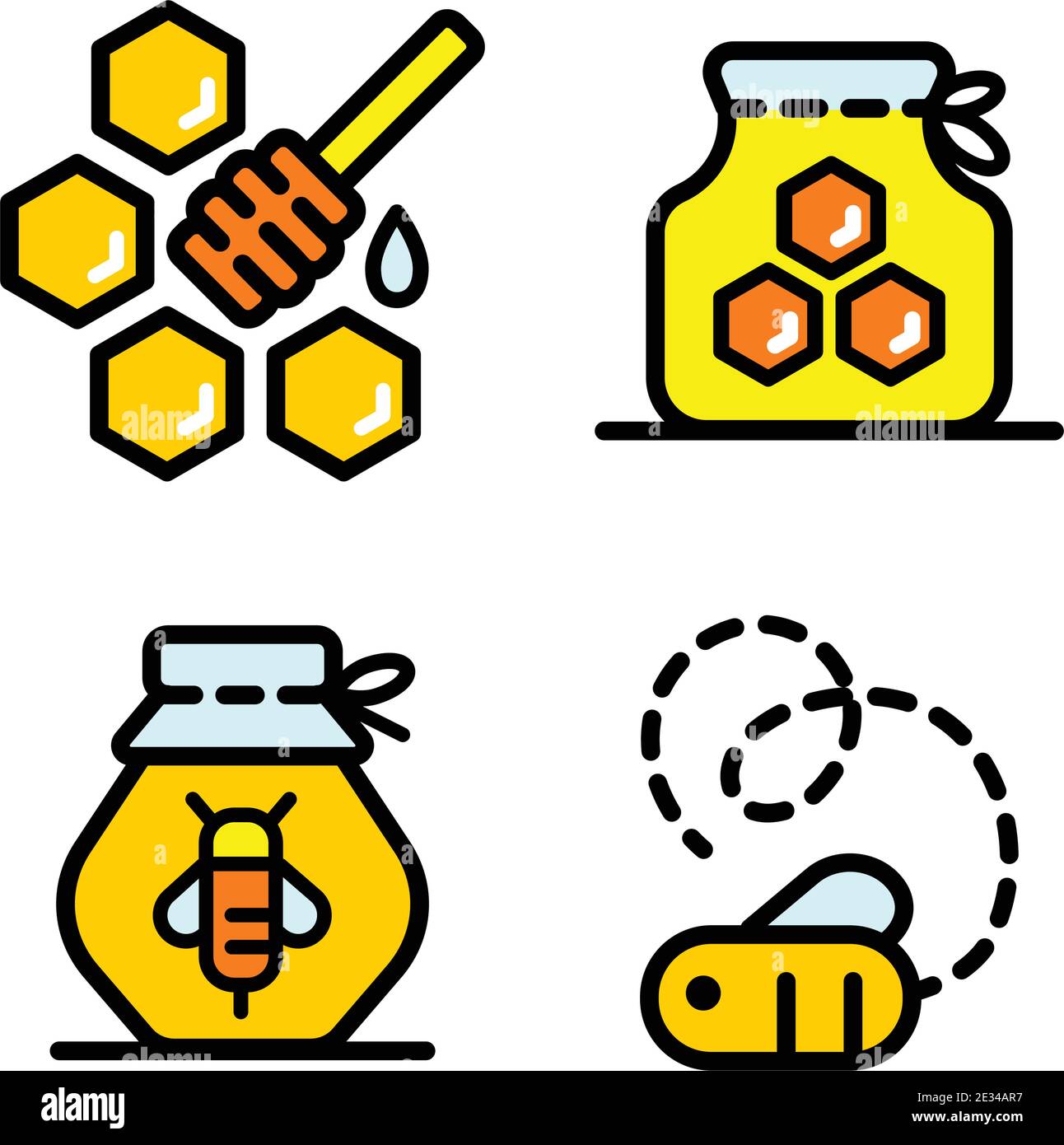 Propolis colorfull icons set. Outline set of propolis vector icons ...