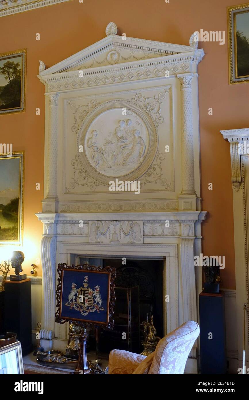Main Library fireplace 2 - Harewood House - West Yorkshire, England ...