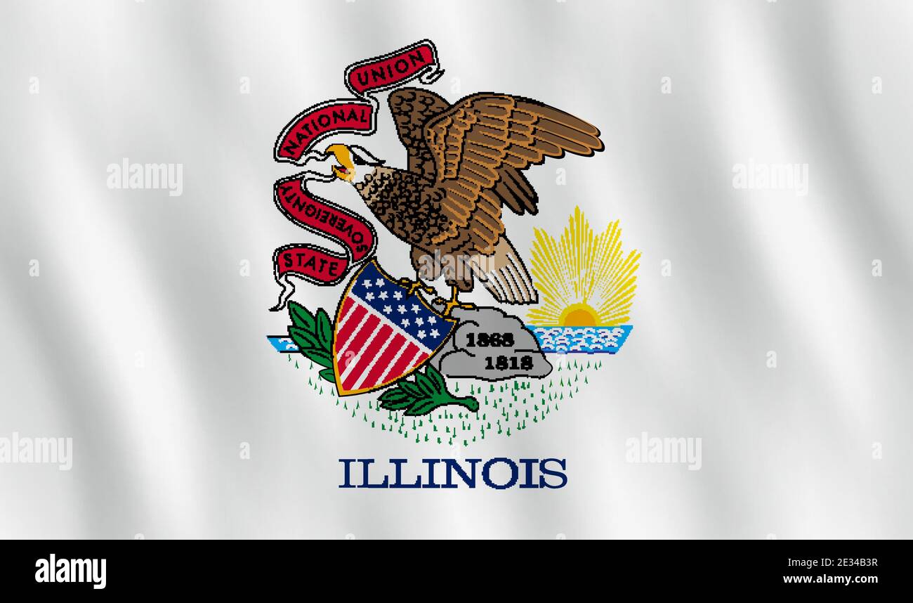 Illinois US state flag with waving effect, official proportion Stock ...