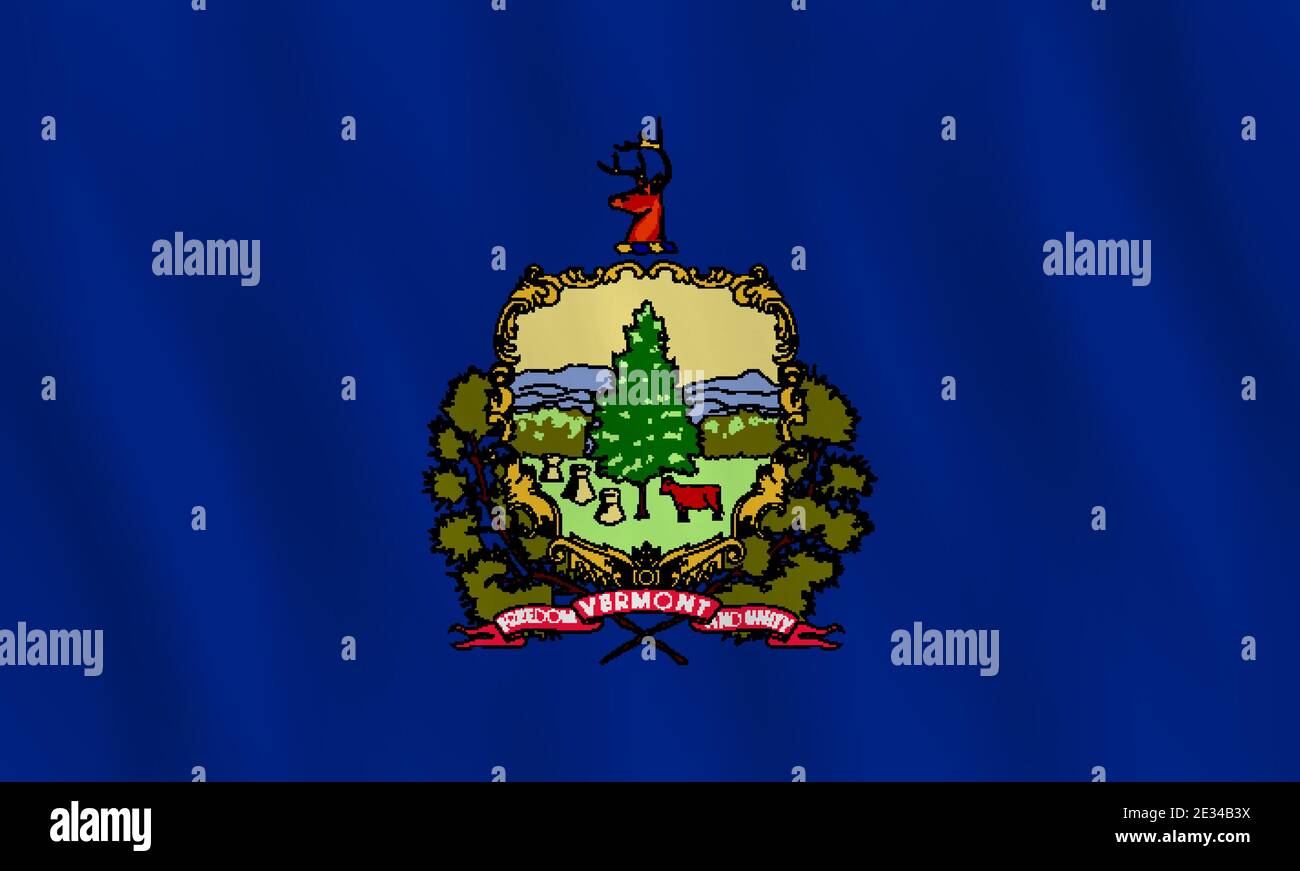 Vermont US state flag with waving effect, official proportion Stock ...