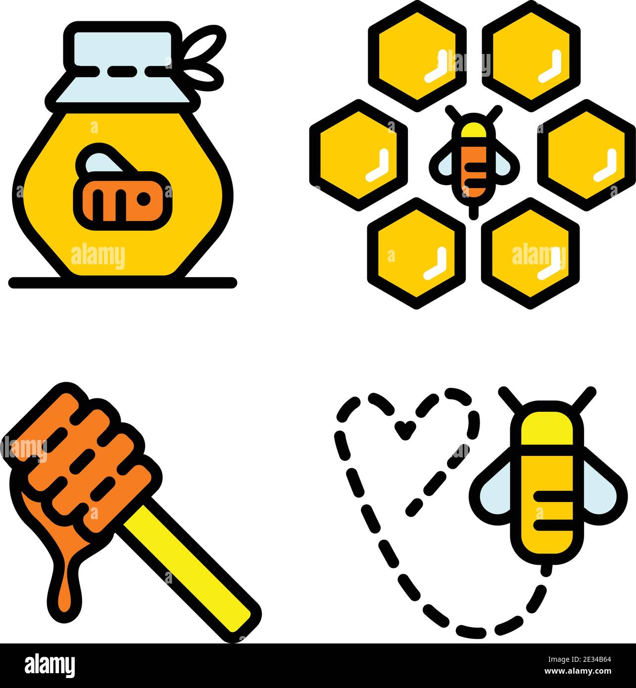 Propolis colorfull icons set. Outline set of propolis vector icons ...