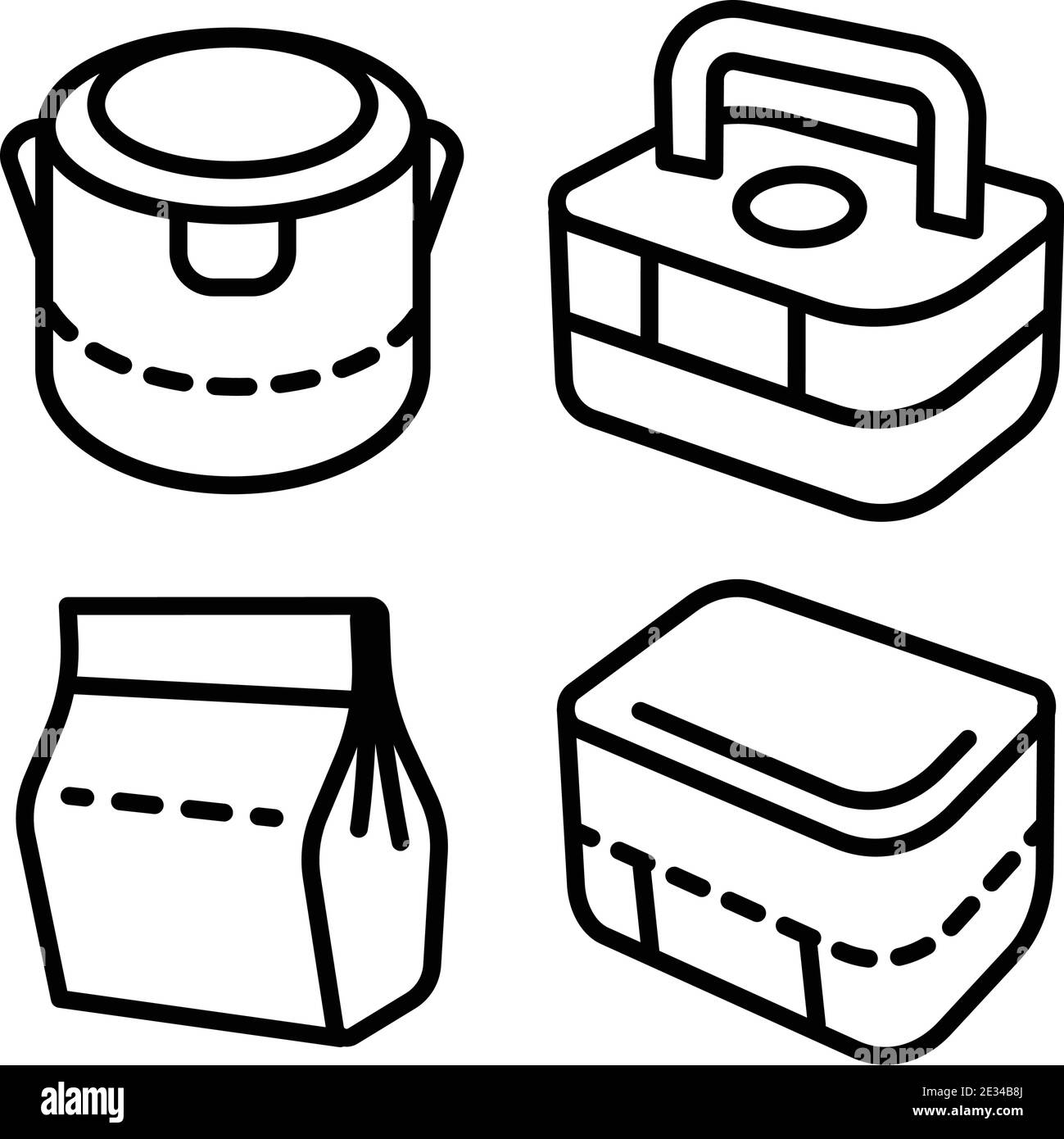Lunchbox outline icon set. Illustration set of lunchbox icon vector for ...