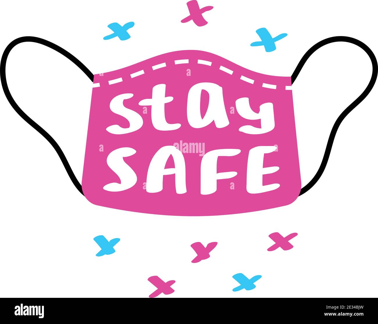 Protection lettering. Breathing medical respiratory mask. Stay safe ...