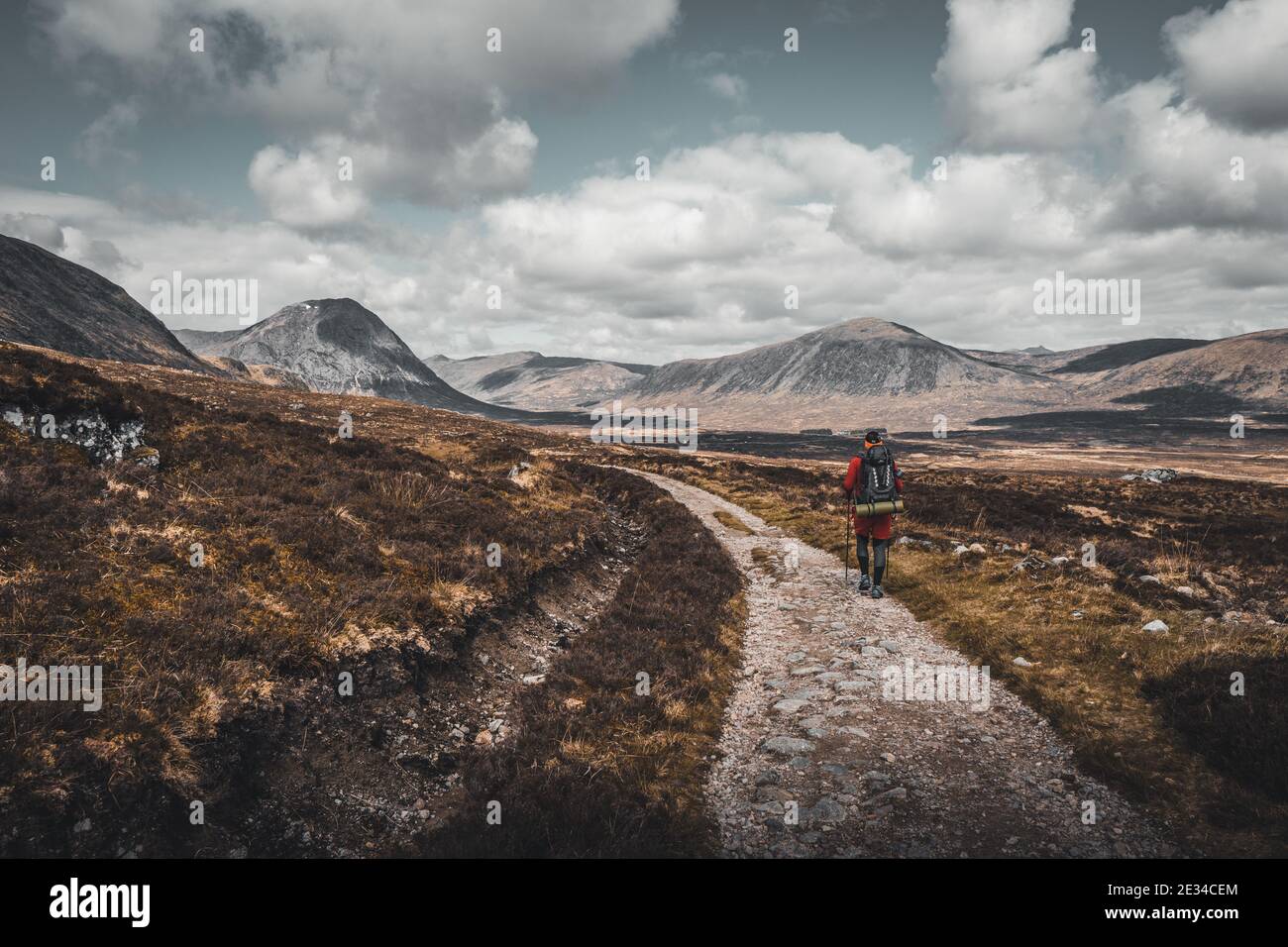 Hiker walking on a beautiful mountain pathway Stock Photo - Alamy