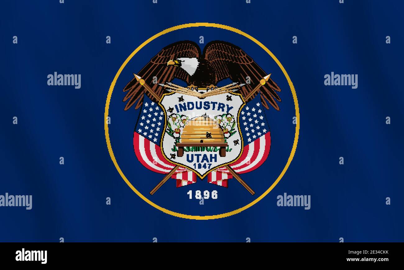 Utah US state flag with waving effect, official proportion Stock Vector ...