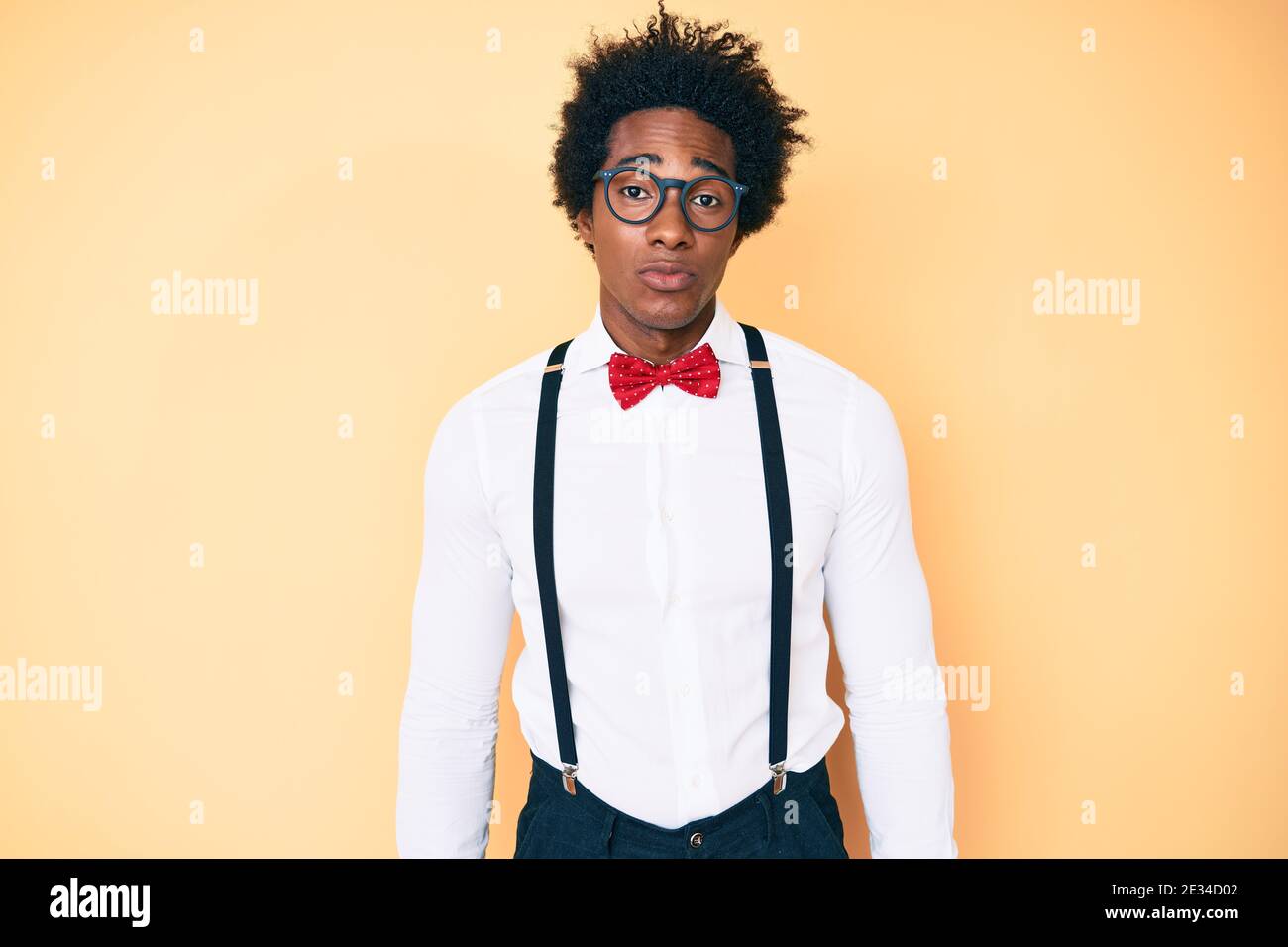 Handsome african american man with afro hair wearing hipster elegant ...
