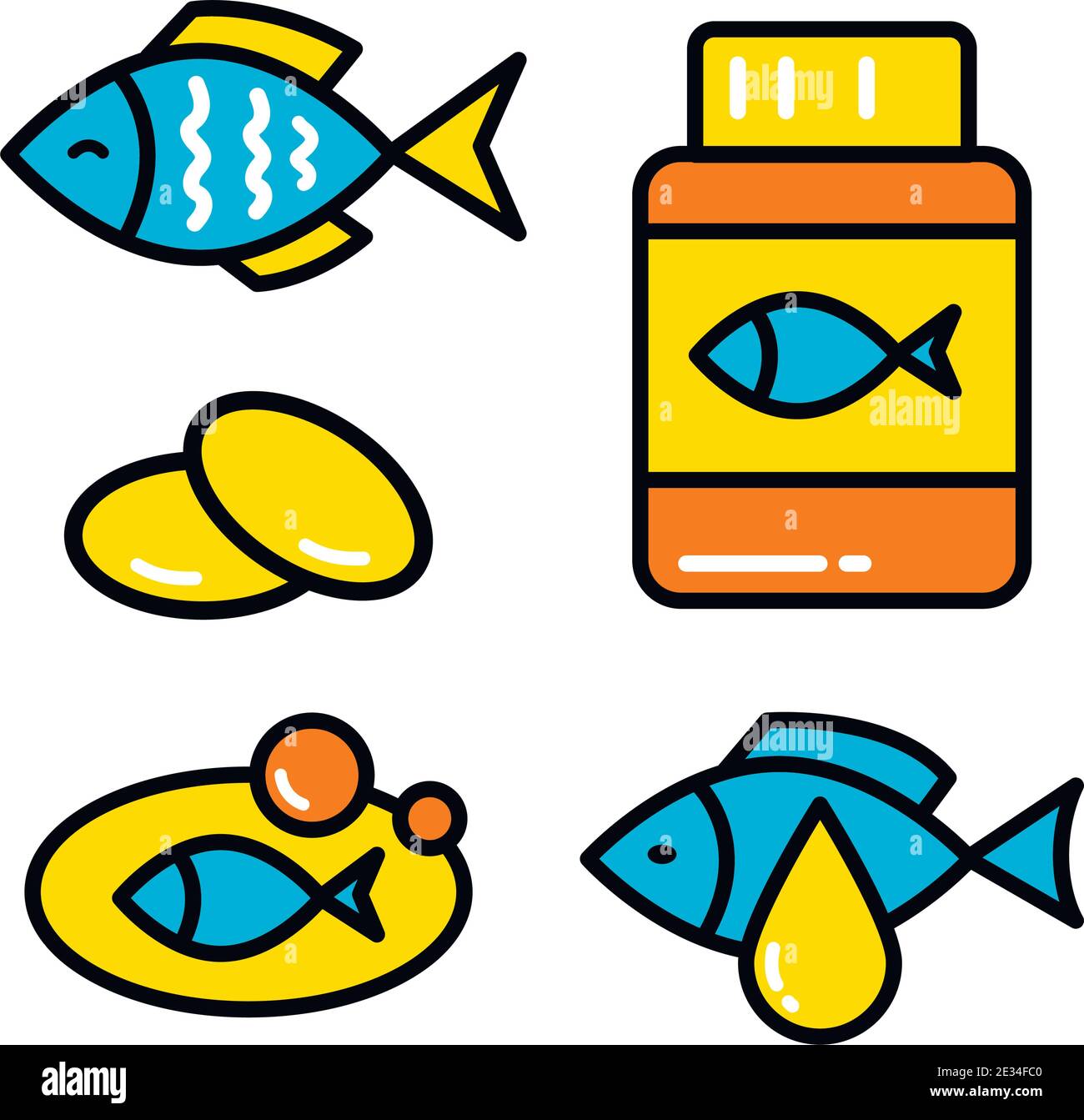 Omega 3 logo design. Fish oil vector design. Fish simple icon set Stock ...