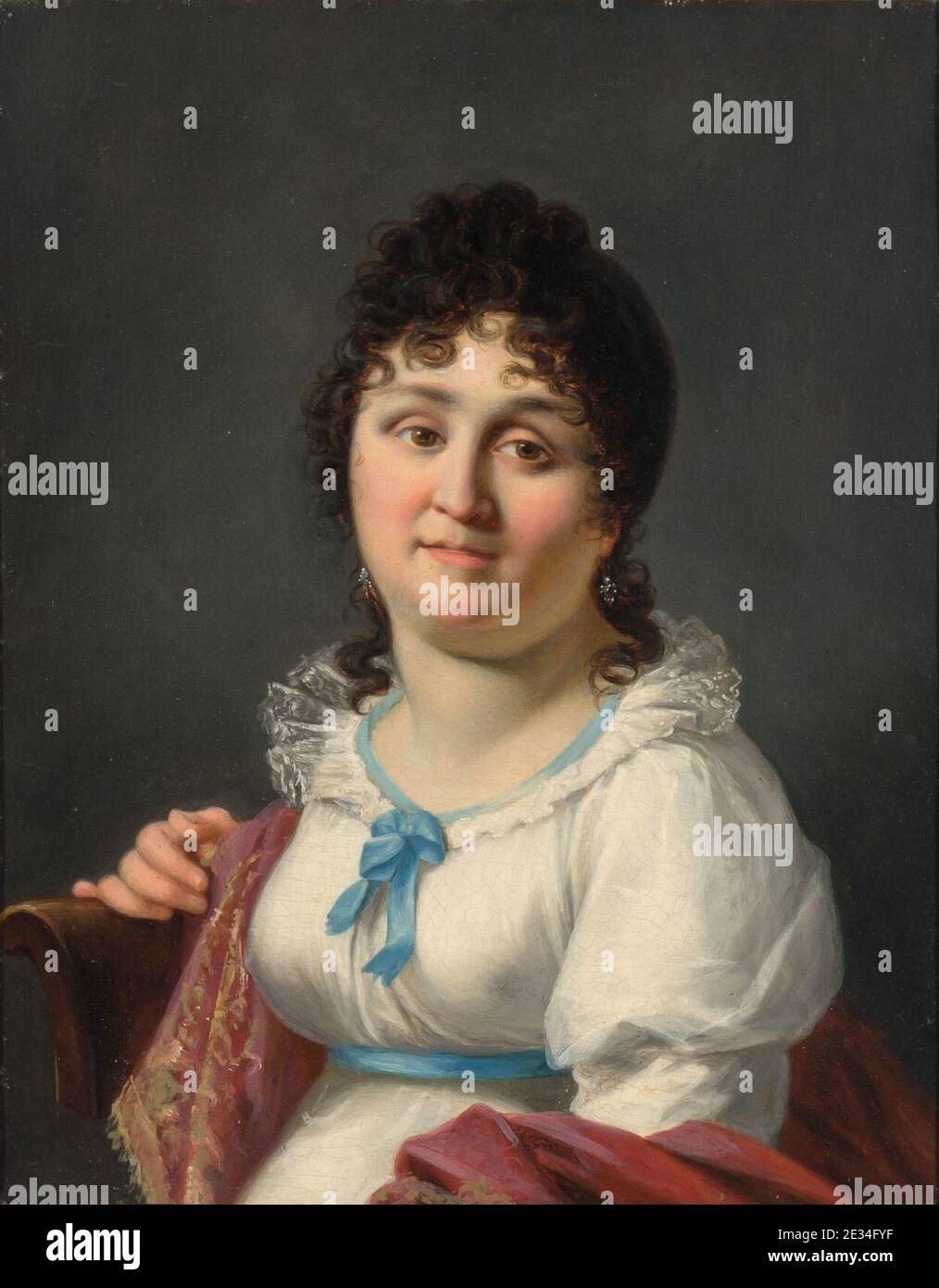 Madame Regnault with a Blue Ribbon, by Jean-Baptiste Regnault Stock ...
