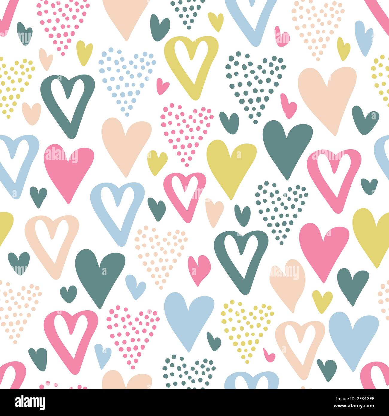 Simple hearts seamless vector pattern. Valentines day background. Flat ...