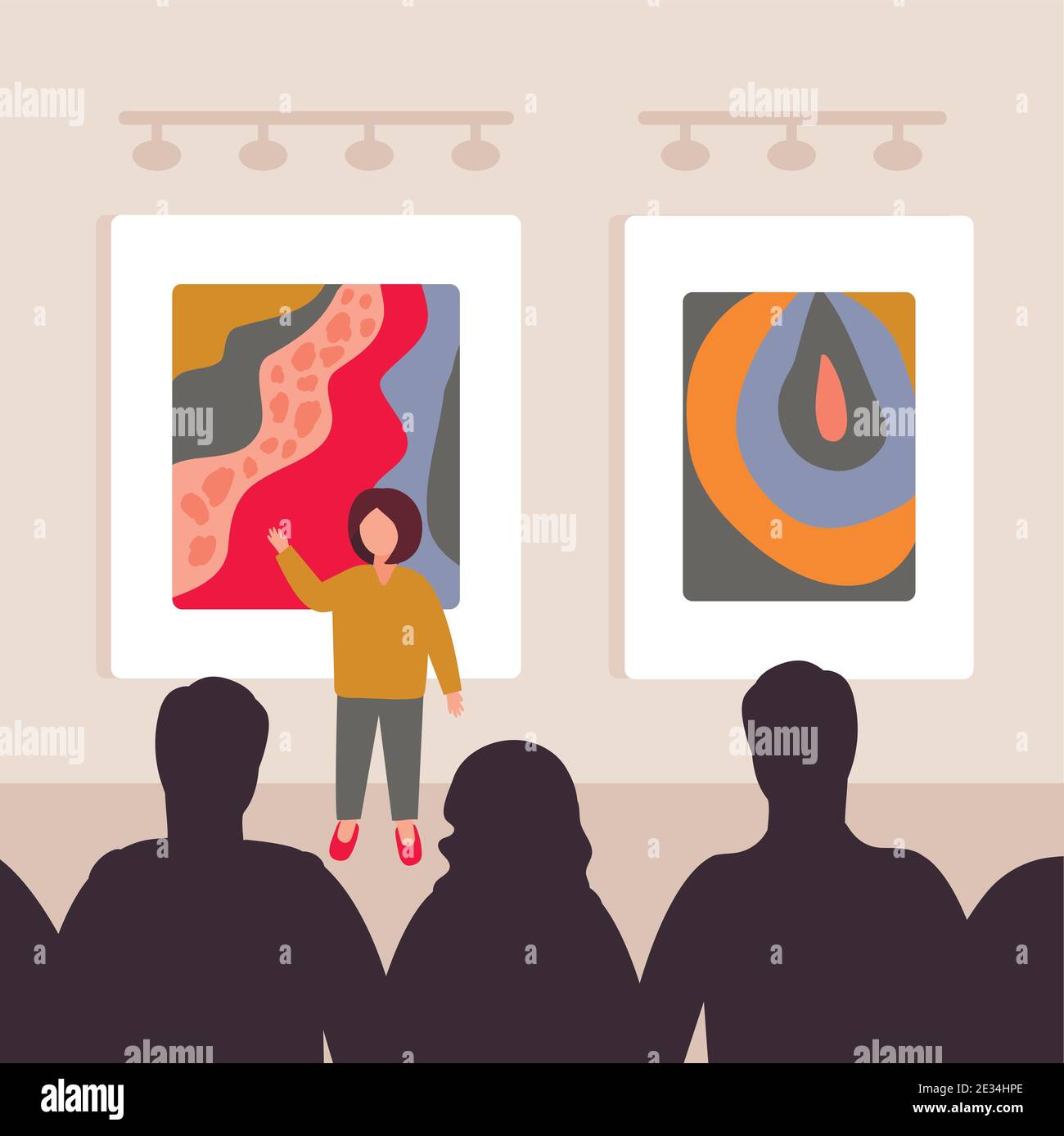 Woman hanging frame on the wall Stock Vector Images - Alamy