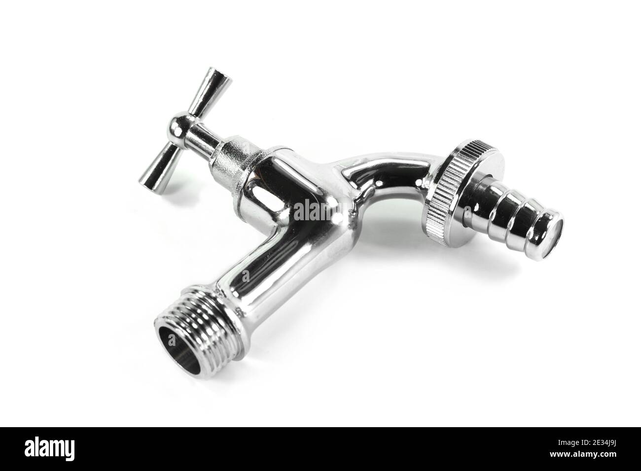 Tools and materials for sanitary works. Water faucet on white Stock ...