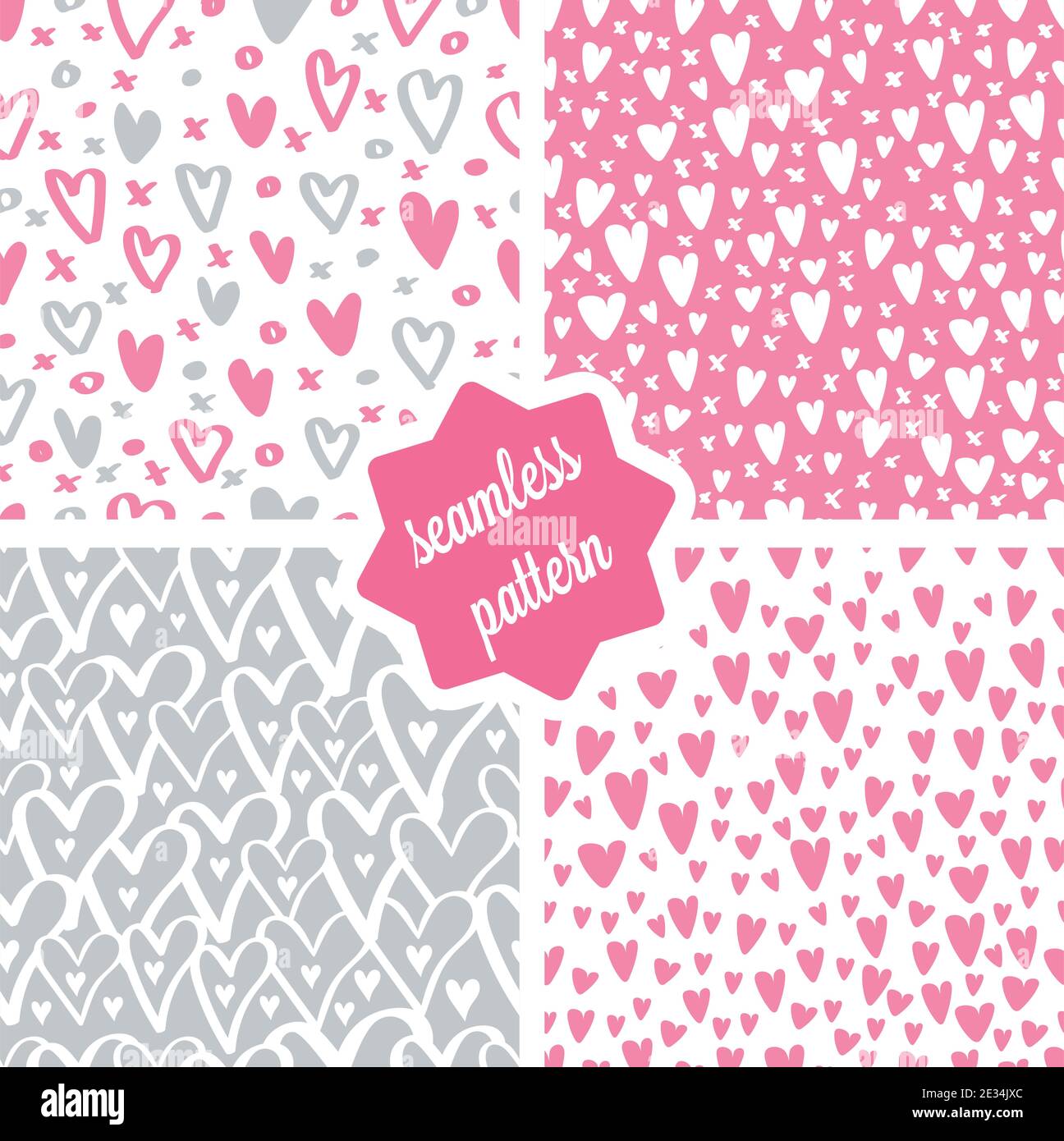 Hearts seamless vector patterns Stock Vector Images - Alamy