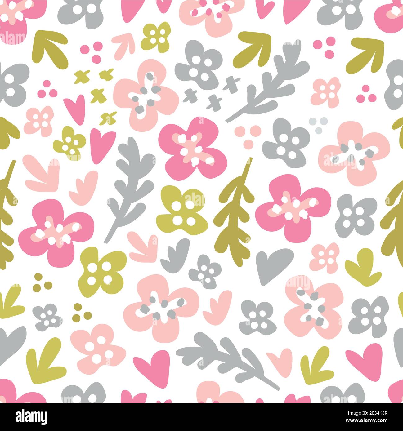 Cute vector background with flowers in flat style Stock Vector Image ...