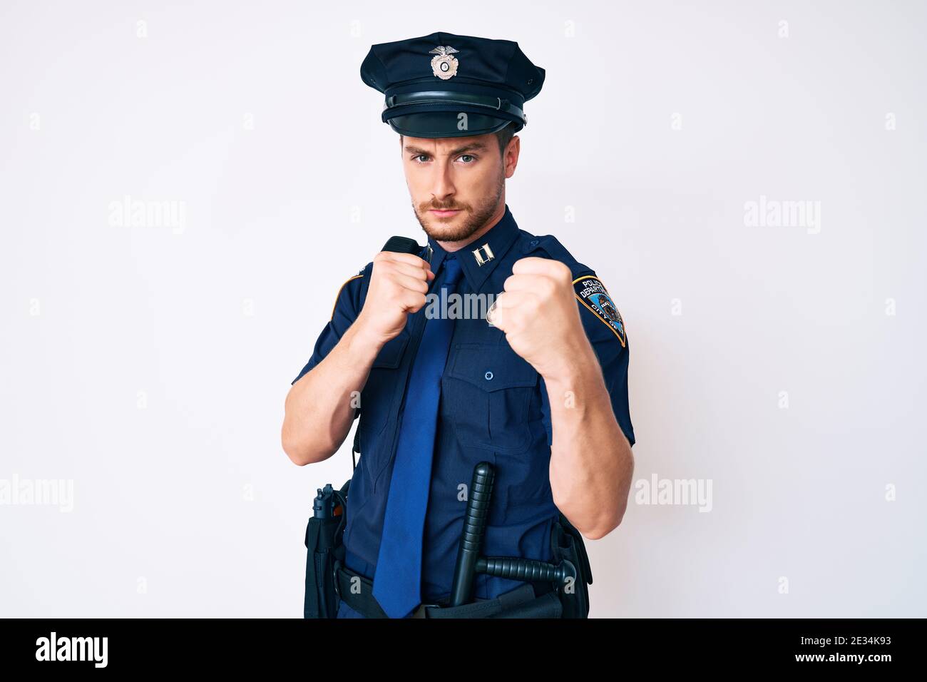 Policeman officer angry face cap hi-res stock photography and images ...