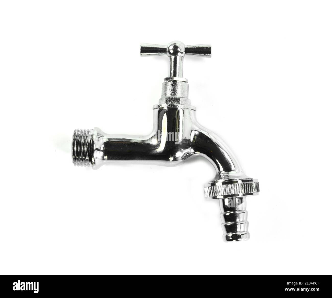 Tools and materials for sanitary works. Water faucet on white Stock ...