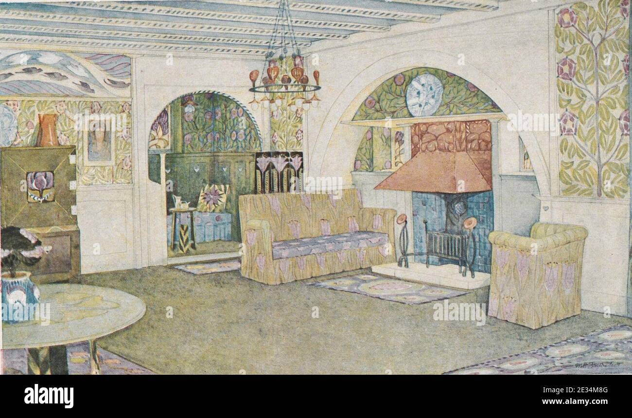 M. H. Baillie Scott - Empfangsraum (Kamin-Partie Stock Photo - Alamy