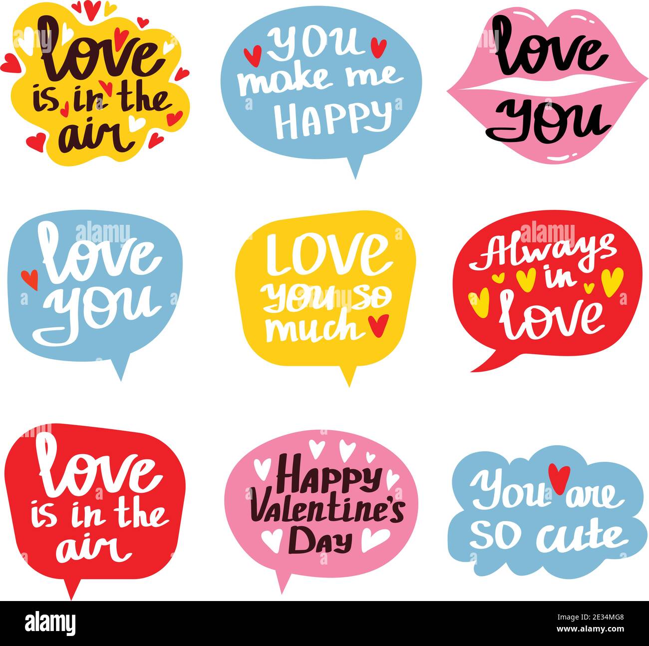 Valentine beautiful qoute lettering, text in bubble set Stock Vector ...