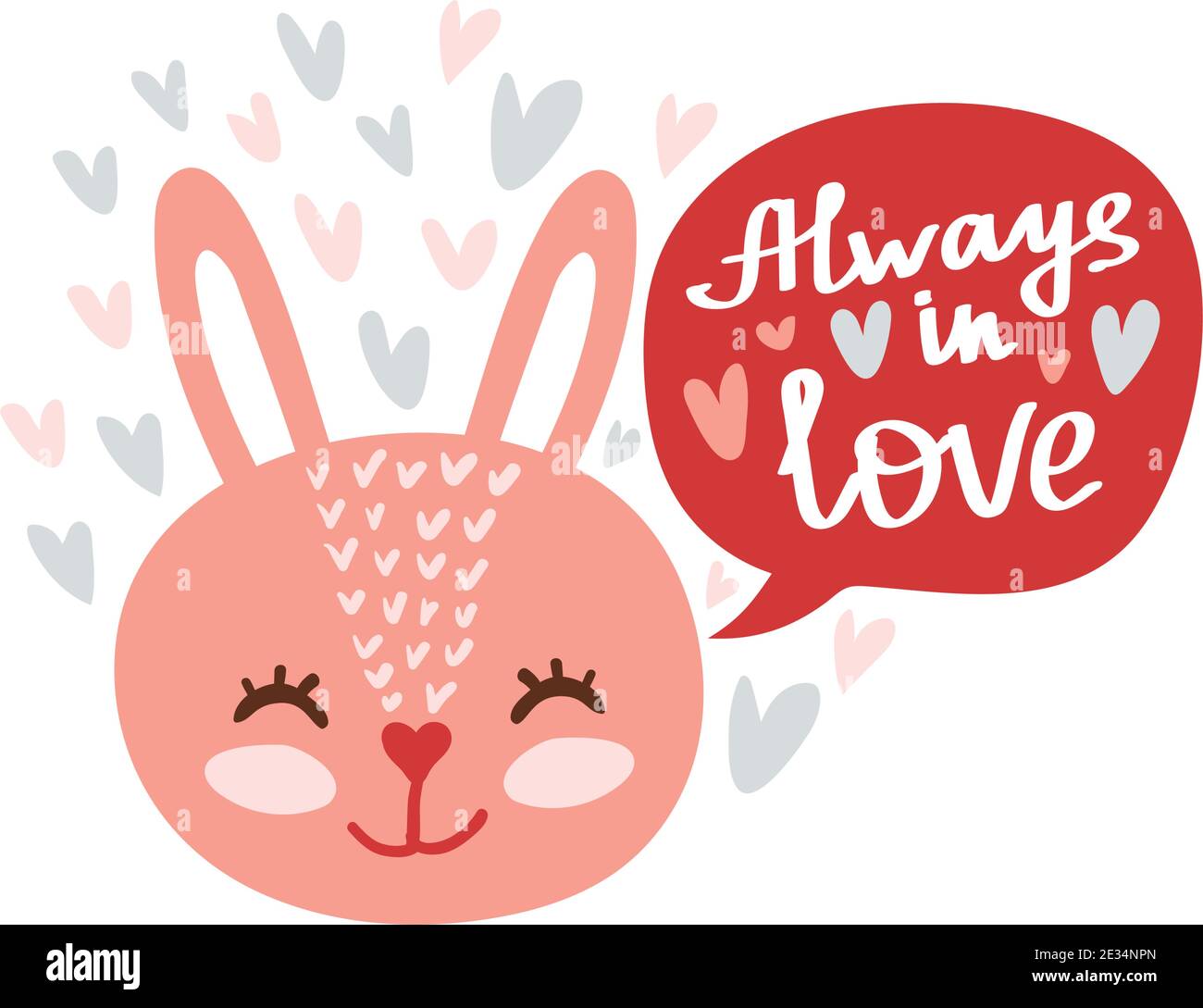 Cute baby pattern with little bunny. Lettering - Always in love ...